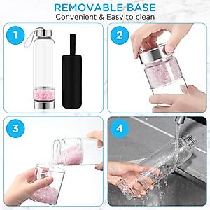meekoo 2 Pieces Crystal Glass Water Bottle Clear Water Bottle with Gemstone Center Natural Amethyst and Rose Quartz Water Bottle Quartz Crystal Cup Energy Cup for Healing and Wellness (Small Stone)