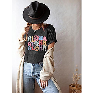 Hawaiian Shirt Women Hawaii Family Vacation Shirt Hawaii Trip Tee Girls Summer Hawaii Vacation T-Shirt(Grey,M)