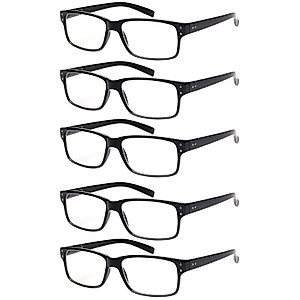 NORPERWIS Reading Glasses 5 Pairs Quality Readers Spring Hinge Glasses for Reading for Men and Women (5 Pack Black, 2.00)