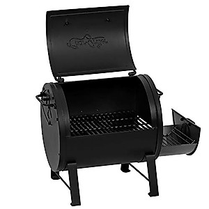 Char-Griller E82424 Smoker Side Fire Box Portable Charcoal Grill, Black & 3737 Outlaw Expandable Grill Cover, Black