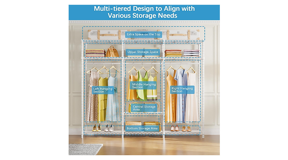 VIPEK V30 Heavy Duty Closet Rack with 7 Adjustable Shelves