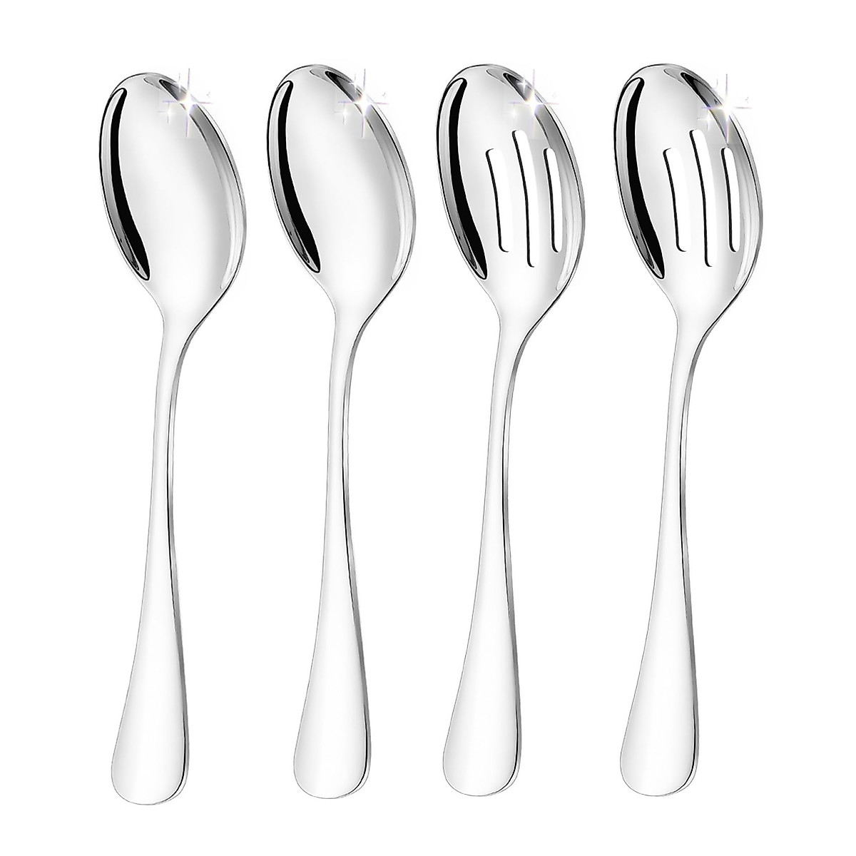 VIVANI Serving Spoon Set, 8.5 inches Serving Spoons Stainless Steel x 2, Slotted Serving Spoons x 2, Serving Utensils Set for Parties Buffet Banquet