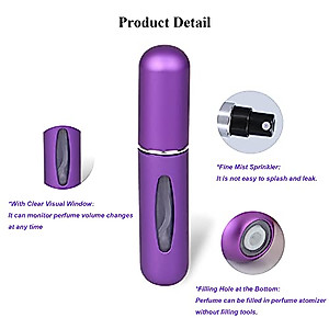 TIGERMILLION Portable 5ml Atomizer Bottle, Mini refillable perfume Spray, Scent Pump Case, perfume atomizer Refillable Travel Pack of 4pcs
