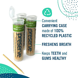Preserve Flavored Toothpicks, Mint Tea Tree flavor, Wood, 3 Count x (35 each)