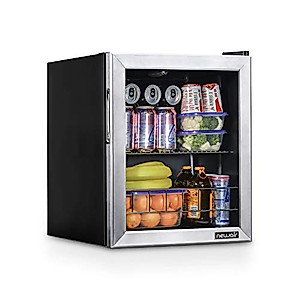 NewAir Mini Fridge Beverage Refrigerator and Cooler, Free Standing Glass Door Refrigerator Holds Up To 60 Cans, Cools to 37 Degrees Perfect Beverage Organizer For Beer, Wine, Soda, and Pop