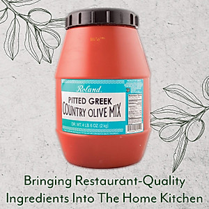 Roland Foods Pitted Greek Country Olive Mix, Specialty Imported Food, 4 Lb 6 Oz Jar