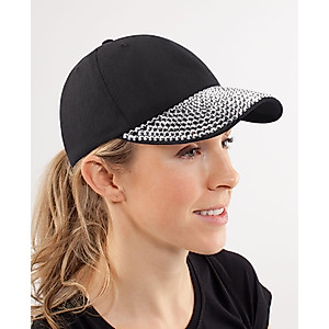 Ztl Womens Studded Rhinestone Baseball Cap Dad Trucker Hat Sparkle Bling Sun Hat A - Black