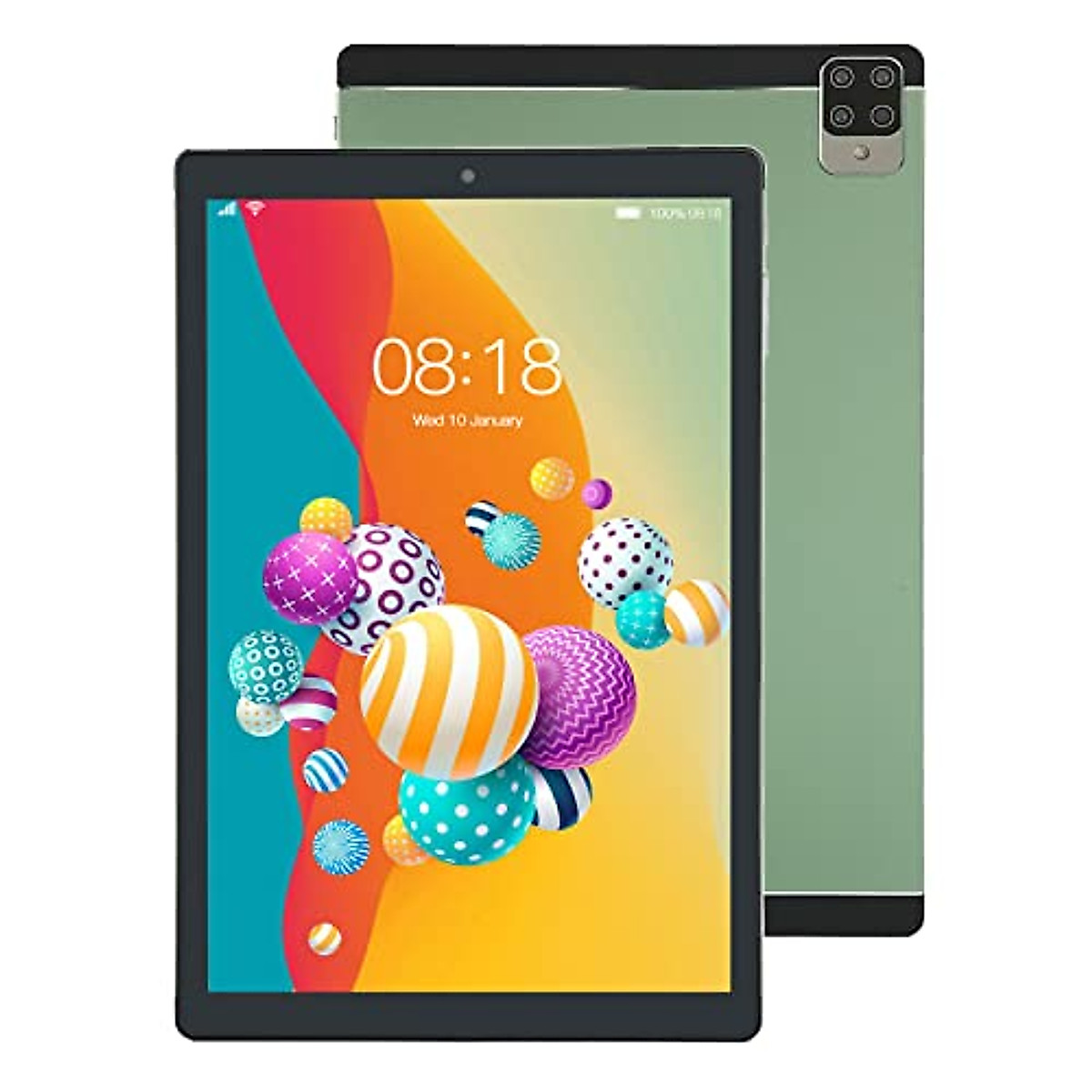Zyyini Android 12 Tablet, 10.1in HD LCD Screen, 5G WiFi Calling Pad, Front 200w Rear 500w Dual Camera, Long Lasting Battery, 10 Cores Tablet PC 6GB 128GB(Green)