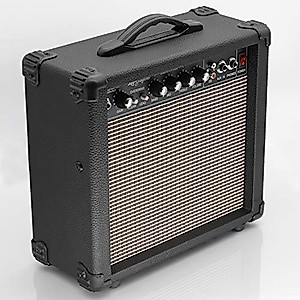 Leo Jaymz 20W Electric Guitar Amplifier - Clean and Distortion Channel - 3 Band Equalization and CD Line Input - Recording Studio, Practice Room, Small Courtyard (6.5" Black)