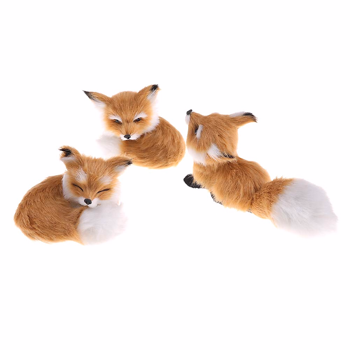 GUDVES Simulation Brown Fox Toy Furs Squatting Fox Model Home Decoration Animals World with Static Action Figures (Fox Toy)
