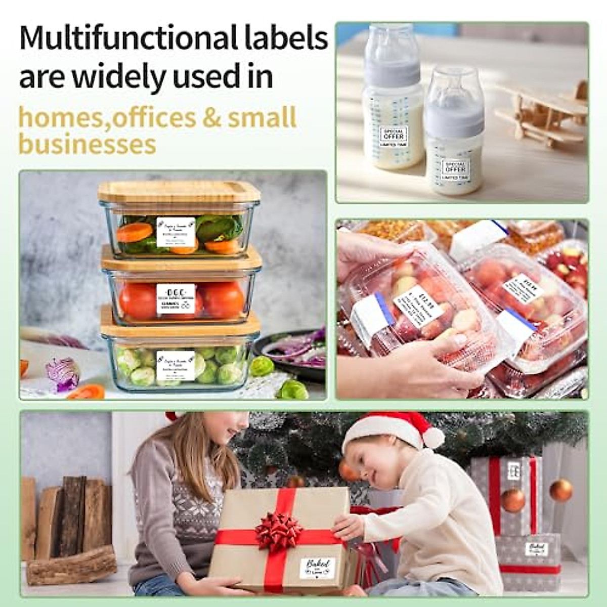 Phomemo Thermal Labels-for M110/M221/M220/M120/M200/M110S,1.57"x1.18"(40x30mm),230 Labels/Roll, for Barcode/Address/Mailing/Logo/Business/Home Tag