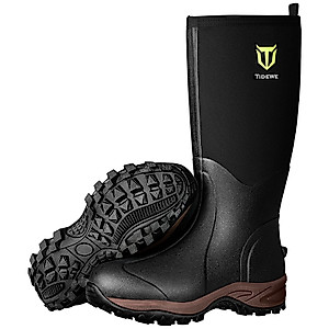 TIDEWE Rubber Neoprene Boots Men And Women, Waterproof Sturdy 6mm Neoprene Boot, Rain Boot Hunting Boot Arctic Outdoor Boot Men Size 11 Black
