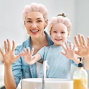 LIVETA 4 PCS Sponge Spa Headband for Women Washing Face,Makeup Headbands, Non Slip Puffy&Terry Cloth Fabric Hairband,Skincare Headbands for Girls Makeup, Thick Thin Headband for Makeup Removal(pink)