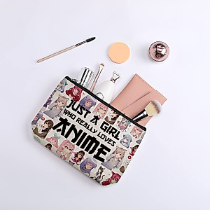 kdxpbpz Cosmetic Bag for Women, Waterproof Flax Material, Anime Lover Gifts for Girls, Travel Makeup Organizer Zipper Pouch