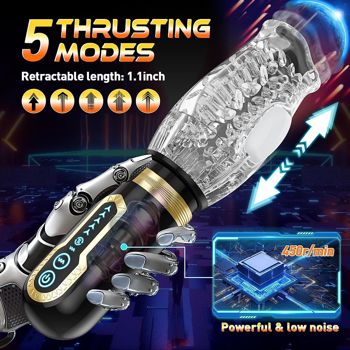Automatic Blowjob Male Masturbator, Adult Sex Toys for Men, 7 Vibrating & 5 Rotating & 5 Thrusting Modes with Penis Stimulation, Rotating Male Masturbation Pocket Pussy for Men Pleasure Realistic