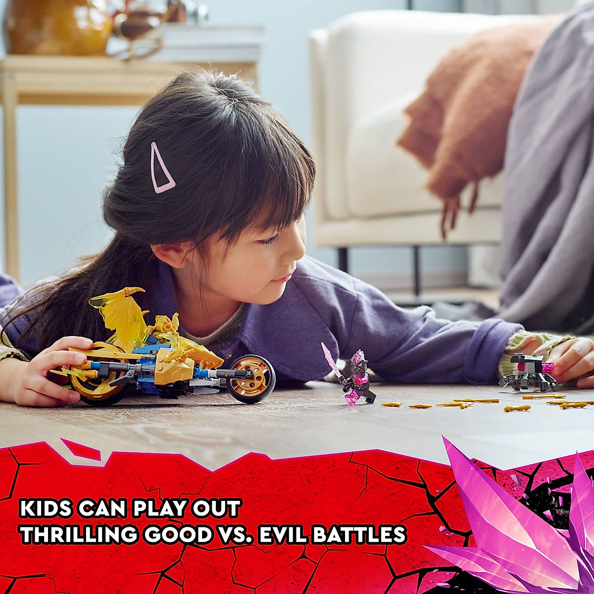 LEGO NINJAGO Jay's Golden Dragon Set, 71768 Toy Motorcycle with Dragon, Spider Figure and Jay Minifigure, Birthday Gift Idea for Kids 7 Plus