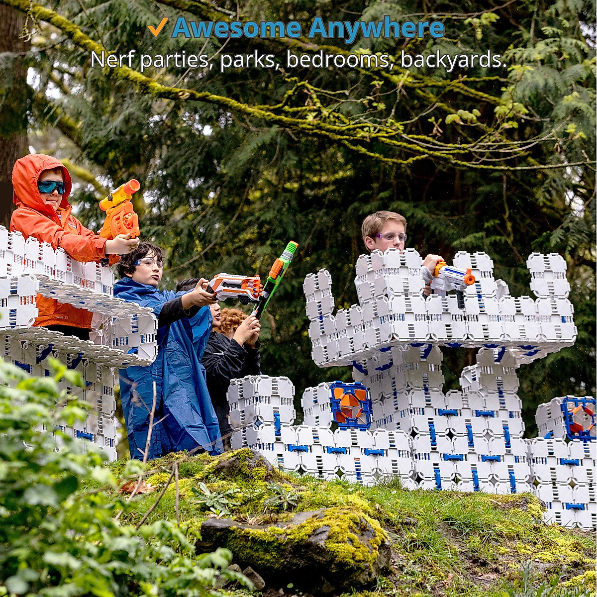 Blaster Boards - 6 Pack | Kids Fort Building Kit for Nerf Wars & Creative Play | 276 Piece Set