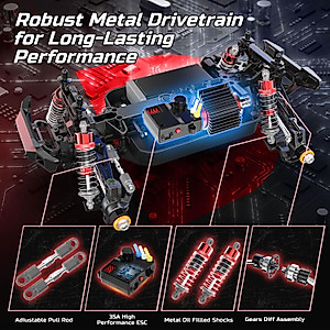 DEERC H16R Brushless Fast RC Cars,1:16 52KM/H High Speed Remote Control Car,4X4 All Terrains RC Monster Truck,Waterproof Off-Road Hobby Electric Vehicle Car Gift for Adults Boys,2 Li-ion Batteries