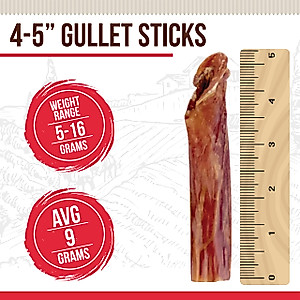Best Dog Chews Gullet Sticks-100% Natural and Delicious Dog Beef Jerky Treats & Chews Protein Rich - Promotes Joint & Dental Health for All Breed Sizes Dogs and Puppies- 4 to 5 inches (16 OZ)