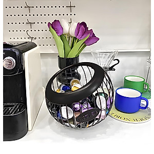 AIYICIII Coffee Pod Holder,K Cup Holders for Counter,Coffee Bar Accessories & Decor,Large Capacity Keurig K-cup Organizer, Nespresso Vertuo Coffee Station Organizer,Metal Coffee Pods Storage (Black)