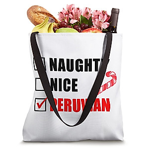 Naughty Nice Peruvian Candy Cane Christmas Santa List Tote Bag