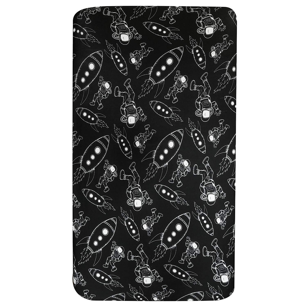 Jaxson's World Outer Space Fitted Crib Sheet, Extra Soft 100% Jersey Knit Cotton, Breathable, Baby and Toddler Sheet - Rocketship and Astronaut