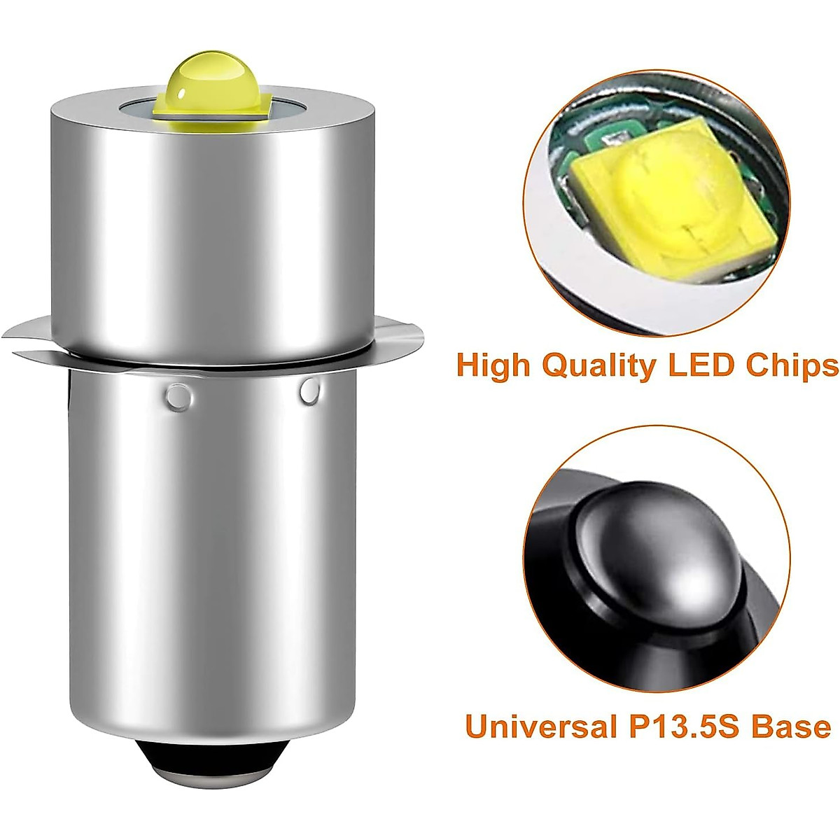 JESLED Upgrade LED Flashlight Bulb, 12V 18V DC3.5-24V, 3W PR2 P13.5S Maglite LED Conversion Kit for Ryobi Milwaukee Craftsman Lamp, 6000K Bright White Maglight Bulbs Replacement 2 Pack