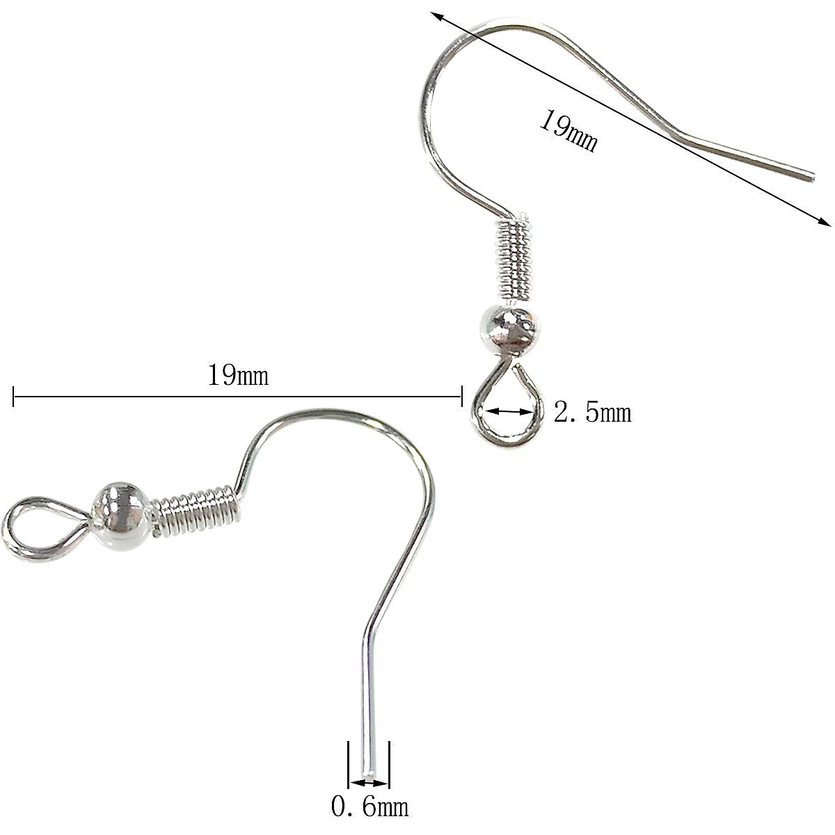 120pcs Earring Hooks with Ball and Coil, Hypo Allergenic Plated Silver Ear Wires with Transparent Storage Box, for DIY Jewelry Making