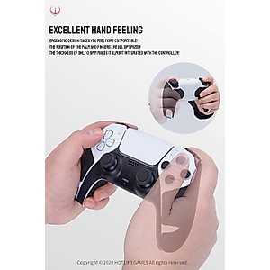 HOTLINEGAMES 2.0 Plus Anti-Skid Controller Grip Compatible with PS5 Dualsense Controller, Textured Soft Skin Kit, Pre-Cut, Easy to Apply, Sweat-Absorbent (for Handle Grips+Buttons+Triggers)