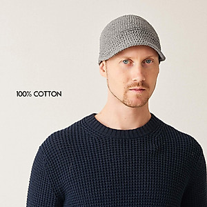 CHARM Mens Kufi Beanie Hat - Brimmed Skull Cap Cotton Chemo Billed Hats Black