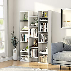 Tribesigns Modern Bookcase, 5-Shelf Storage Organizer Bookshelf with 14-Cube Display Book Shelf for Home Office, Living Room and Bedroom (White)