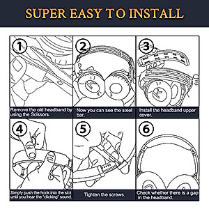 SOULWIT Replacement Headband Pad Kit for Bose QuietComfort 45 (QC45)/QuietComfort SE (QC SE) Headphones, Easy DIY Installation (Black)