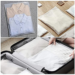 ENPOINT Frosted Zipper Poly Bags, 50PCS 14x16 inch Plastic Bags for Clothes Tshirt Packing, Shipping Zip Bag for Sweater, Skirt, Organizer Storage, Clear Packaging Plastic Bags for Selling Products