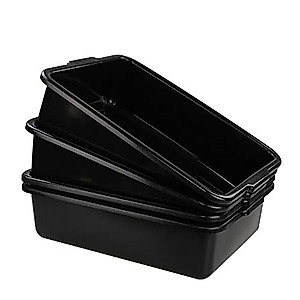 EudokkyNA Large Commercial Bus Tubs, Plastic Dish Bin Set of 4, Black, 24 Liters