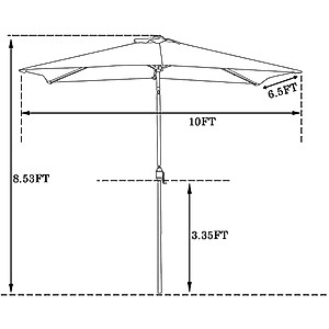HENG FENG Rectangular Patio Umbrella with 26 LED Lights, 10x6.5FT Outdoor Table Market Umbrella with Push Button Tilt and Crank, Burgundy