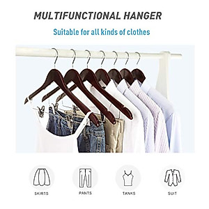 TOPIA HANGER Wooden Suit Hangers with Adjustable Metal Clips (10 Pack), Solid Wood Clothes Hangers, 360° Swivel Hook, Premium Pants Hangers for Clothes Coat, Jeans, Blouse- Cherry CT28M