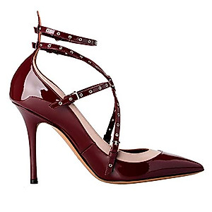 Valentino Women's Patent Leather Two Tones Ankle Strap High Heels Shoes Sz US 9 IT 40 Multi-Color