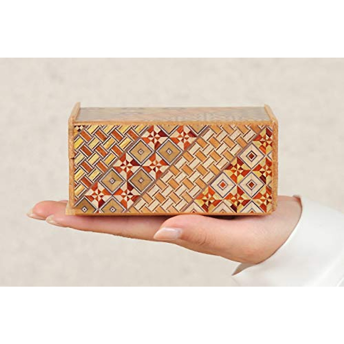 Hakone Yosegi 10 Steps, Japanese Puzzle Box, Wooden Puzzle Box, Brain-Teaser Box, prepaid Debit Cards, Secret Box, Hidden compartments for Children and Adults, Comes with a Gift Box (5in)