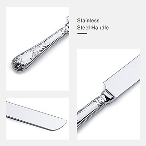 OTW PAVILION 2 Piece Wedding Cake Server Set,18/10 Stainless Steel Dessert Set Pie Server Cake Cutter Knife for Birthday,Anniversary,Holiday,Baby Shower,Party (Versailles, Stainless steel-V)