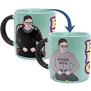 Ruth Bader Ginsburg Heat Changing Mug - Add Coffee and RBG Changes from Judicial Robes to Workout Gear