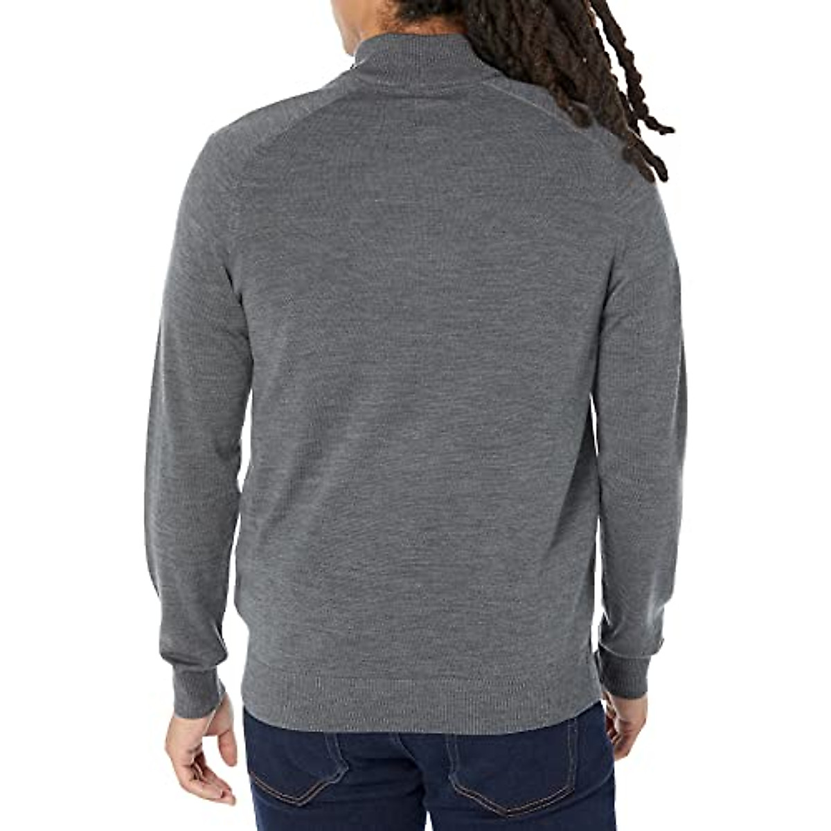 Amazon Aware Men's Regular-Fit Merino Wool Half-Zip Sweater (Available in Tall), Charcoal Heather, Large