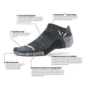 Swiftwick- FLITE XT ZERO Non-Slip Running Socks, Golf Socks, Ultimate Stability (Gray, Large)