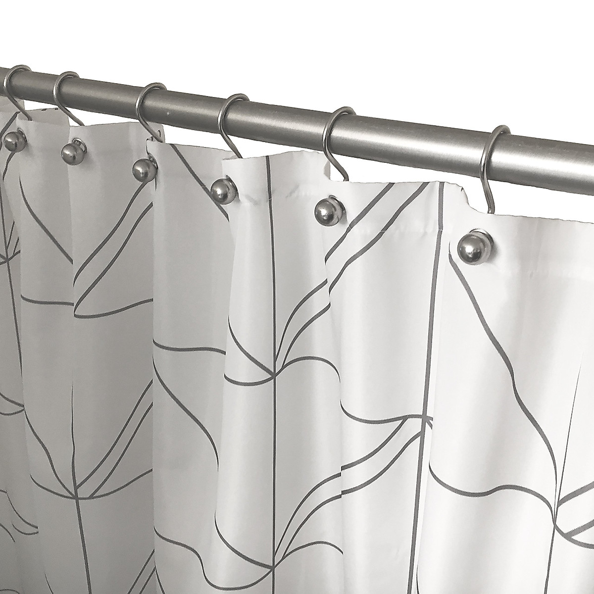 Horizon Home Essentials Modern Luxury Geometric Shower Curtain for Bathroom (White and Grey)