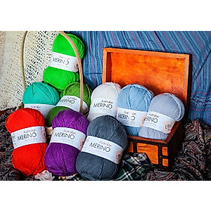 Merino Wool Yarn for Knitting & Crochet, Soft, Pleasantly Tactile, 3.5 OZ, 437 Yards, 95% Merino Yarn, Love-Favor from Russia (Strawberry)