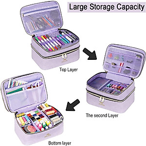 Sewing Supplies Organizer, Double-Layer Sewing Box Organizer Accessories Storage Bag, Large Sewing Basket Water Resistant Travel Women Sewing Gifts for Kit, Scissors, Thread, Pins, Needles, Clips