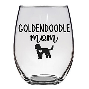 Goldendoodle Mom - Premium 21oz Stemless Wine Glass - Gift for Golden Doodle Dog Lovers