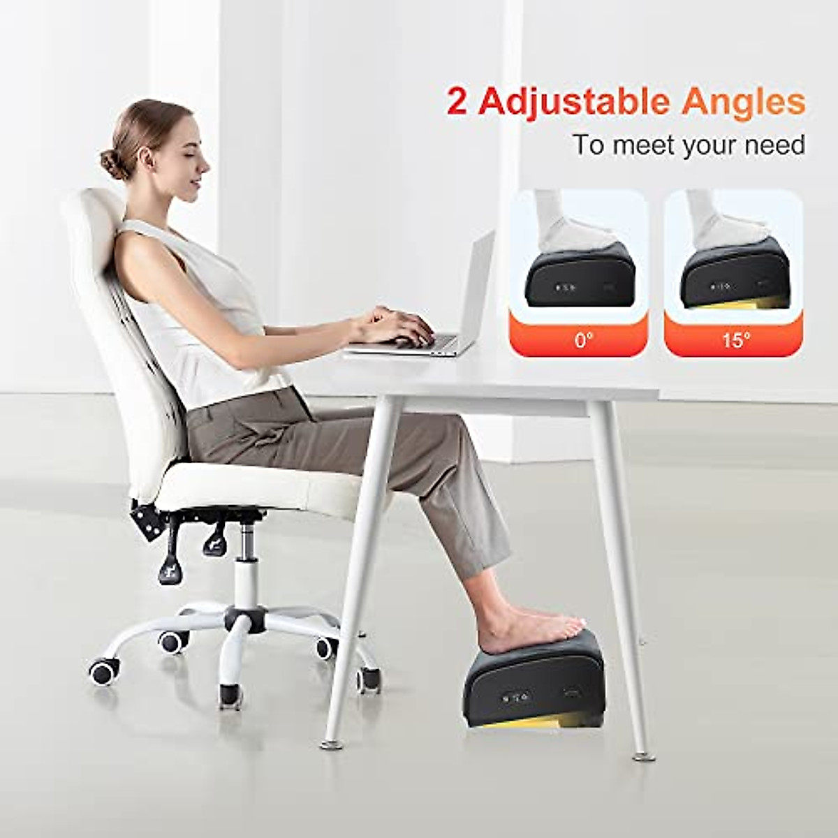 Comfier Heated Foot Rest for Under Desk at Work&Foot Warmer,Adjustable Ergonomic Foot Stand,Office Chair&Home Gaming Desk Footstool,Memory Foam Support Cushion for Back Pain Relief,Gifts for Men,Women