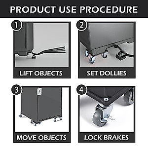 LOYAL TIGER Furniture Dolly,Furniture Mover Pro Set,Furniture Lifter with 4 360° Rotatable Rubber Universal Wheels，Carbon Steel Panel Furniture Movers，Maximum Load 1763LBS.