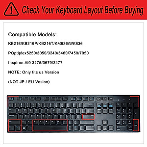 YongMai Keyboard Covers for Dell KM636 KB216 Wireless Wired Keyboards, Dell Optiplex 5250 3050 3240 5460 7450 7050/Dell Inspiron AIO 3475 3670 3477 Silicone Desktop Computer Keyboard Skins (Love Bear)