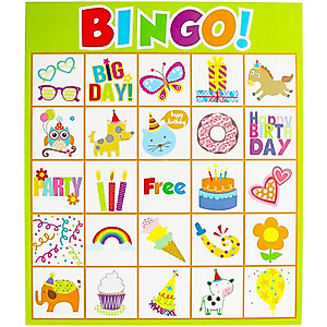 Iconikal Happy Birthday 32 Player Bingo and Pin The Candles on The Cake Game Set